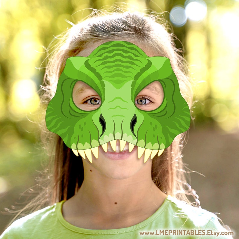 T-rex Mask Printable Dinosaur Costume Halloween Dino Party Paper Favor ...
