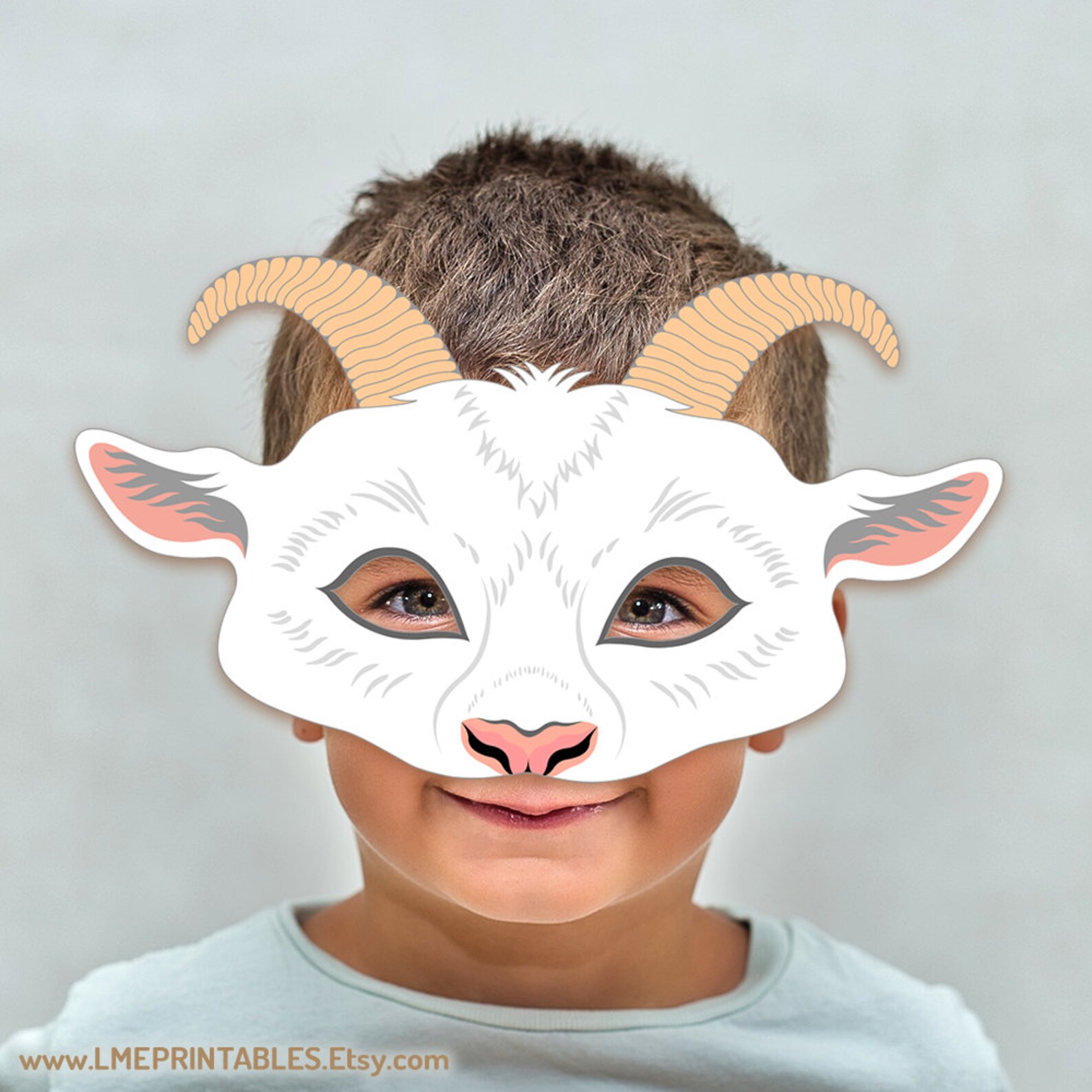 Goat Mask Printable Halloween Costume Nanny White Goat Animal Farm ...