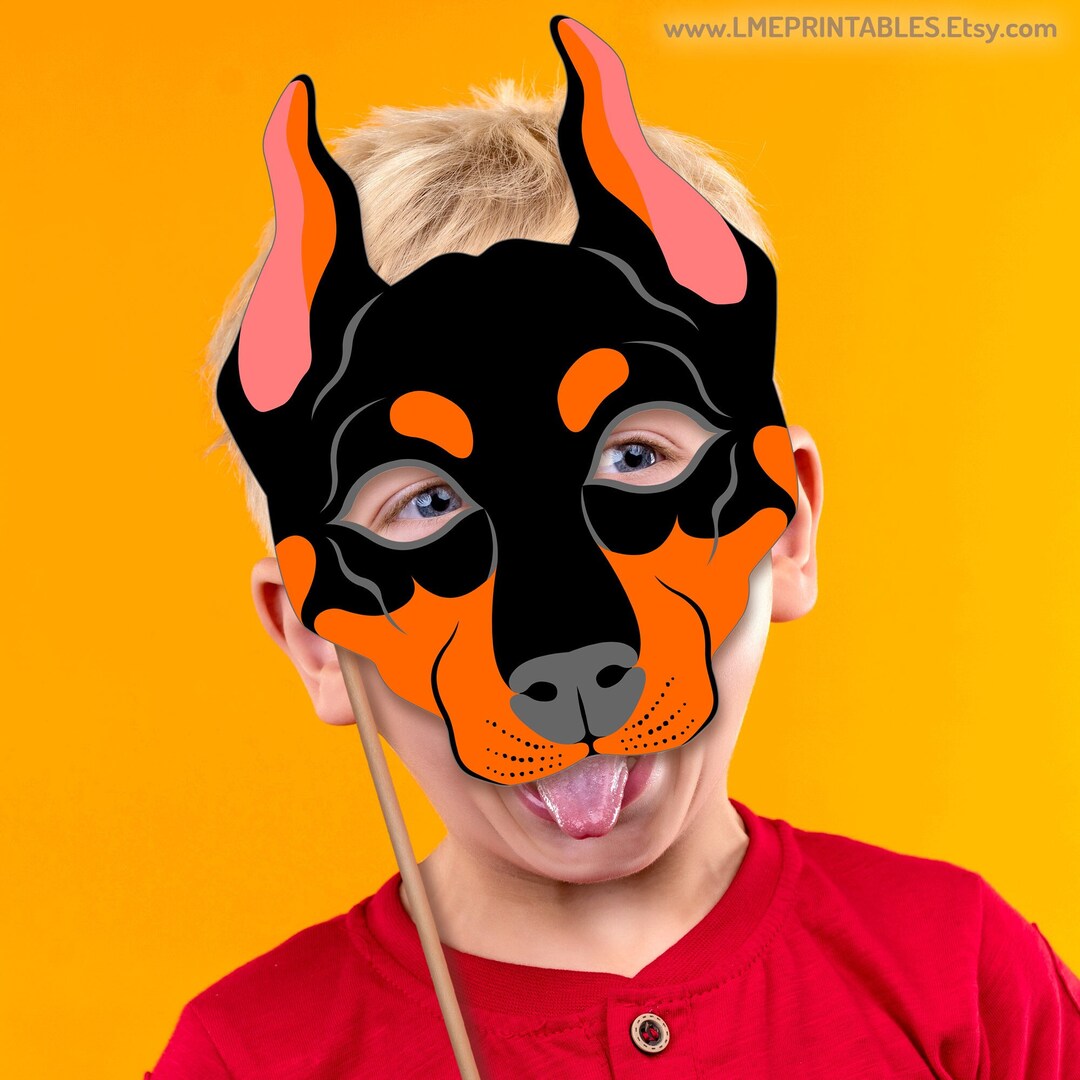 Doberman Dog Mask Printable Masks Pet Costume Pinscher Dog Animal Party ...