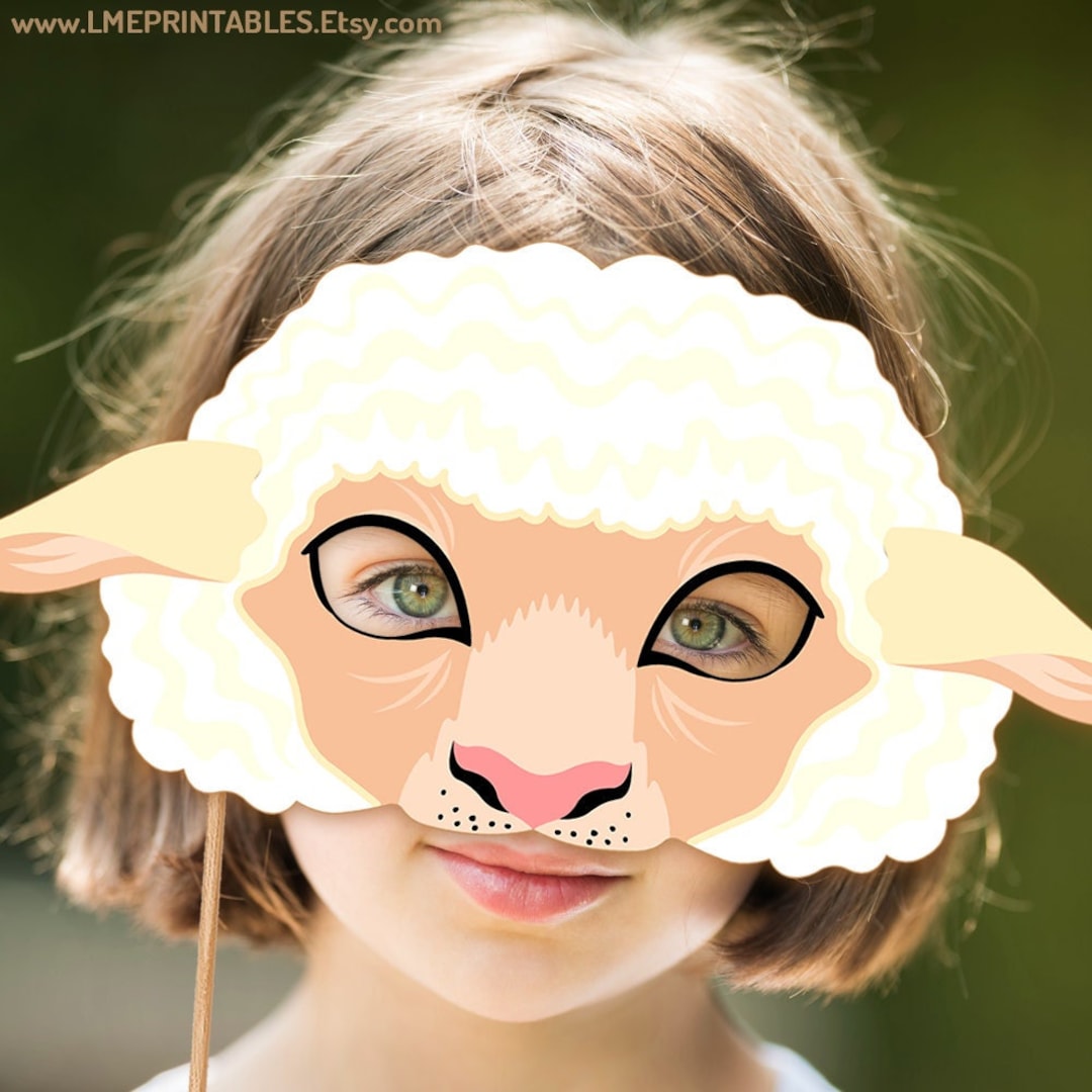 Sheep Printable Mask Halloween Costume White Animal Farm Animals Lamb ...