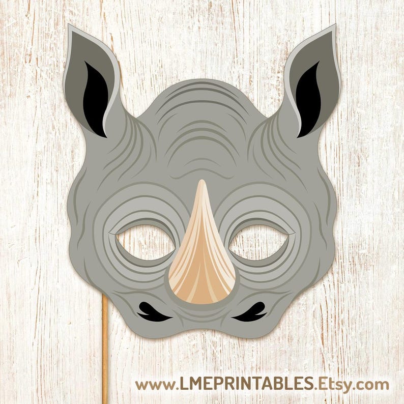 Rhino Mask Printable Safari Animal Costume Kid Adult Birthday Template ...