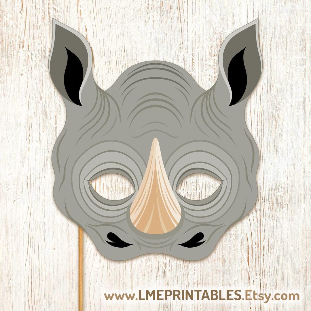 Rhino Mask Printable Safari Animal Costume Kid Adult Birthday Template ...