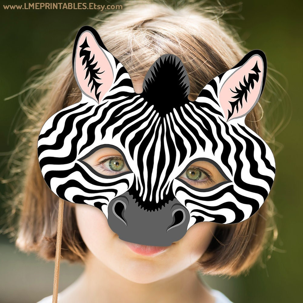 Zebra Mask Printable Animal Party Halloween Safari Costume - Etsy