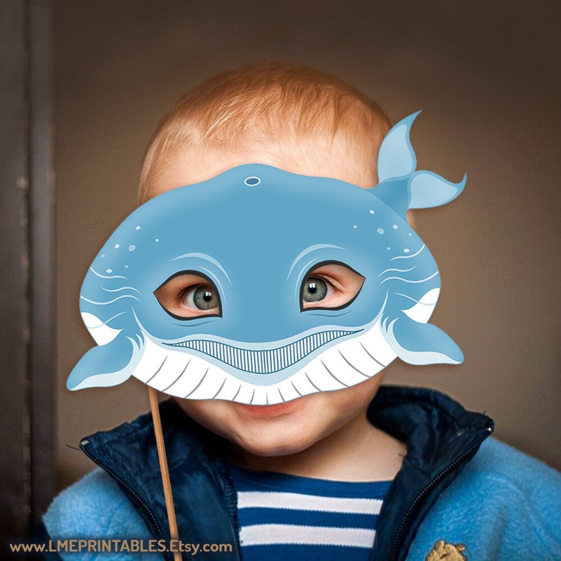 Whale Mask Printable Halloween Costume Blue Whale Pool Party - Etsy