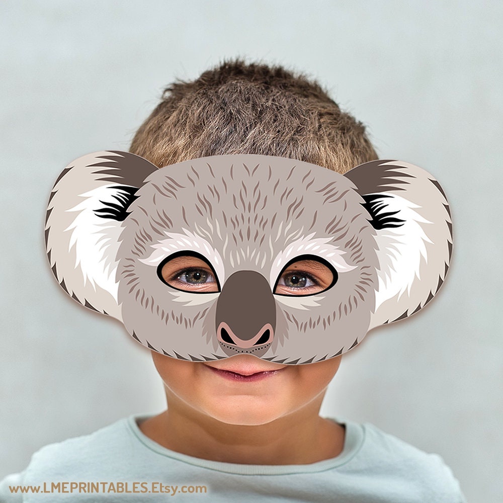 Koala Printable Mask Halloween Costume Kids Adults Gray Bear Australian ...