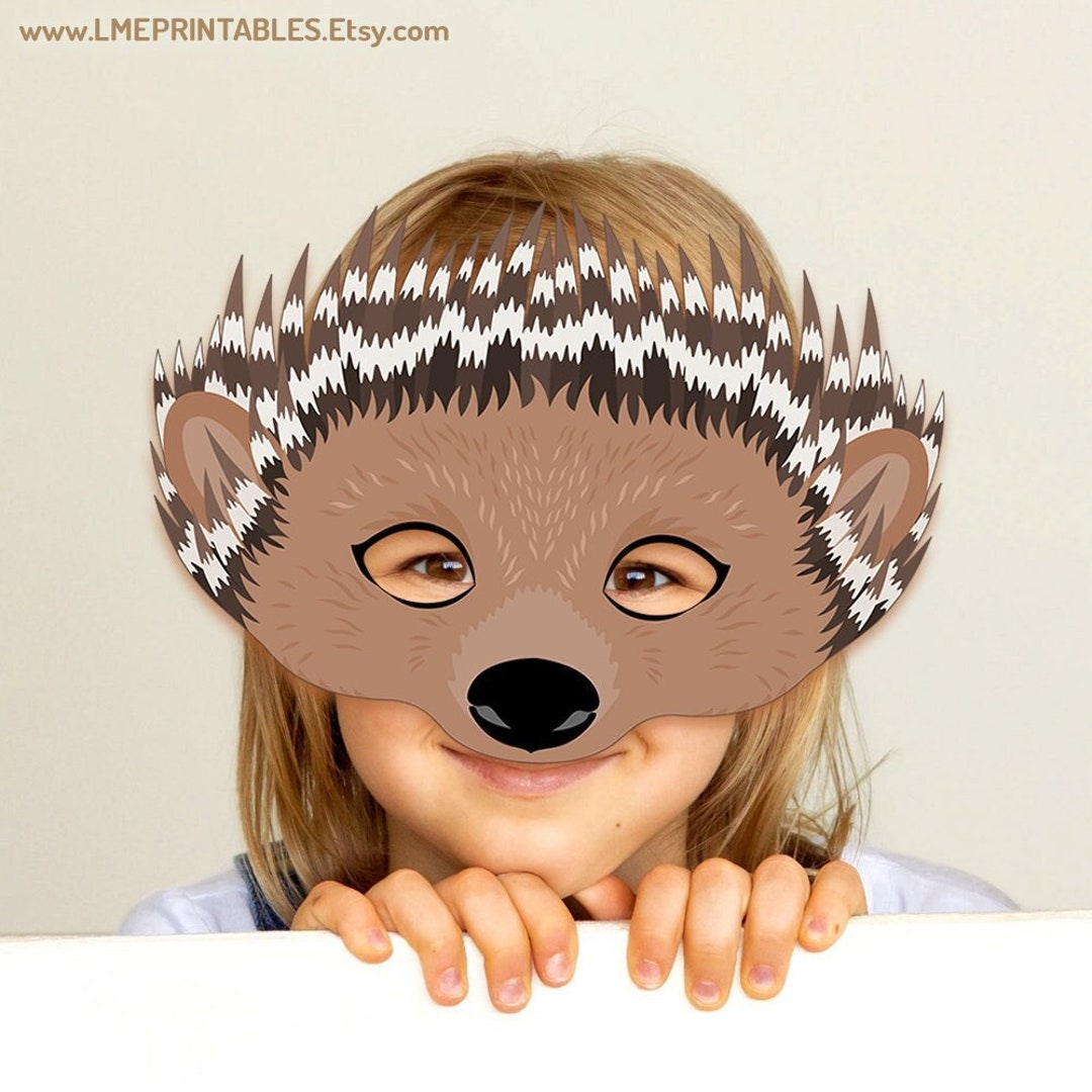 Crested Porcupine Mask Printable Costume Hedgehog Ash Animal Sewer ...