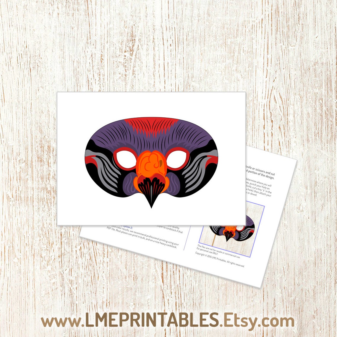 King Vulture Mask Printable Halloween Costume DIY Animal Bird Craft ...