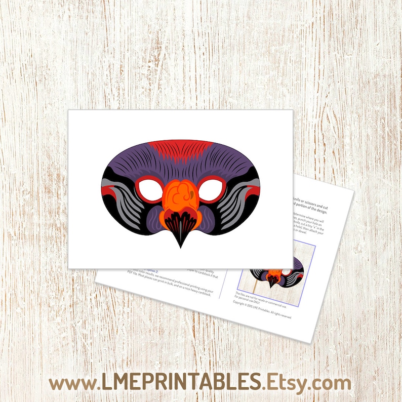 King Vulture Mask Printable Halloween Costume Animal Bird Prey Paper ...