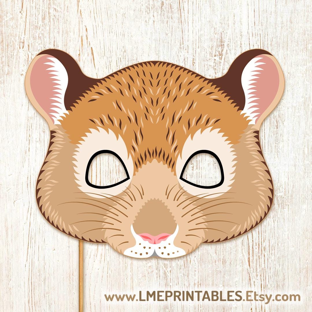 Gerbil Mask Printable Costume Animal Hamster Guinea Pig Cavy Carnival ...
