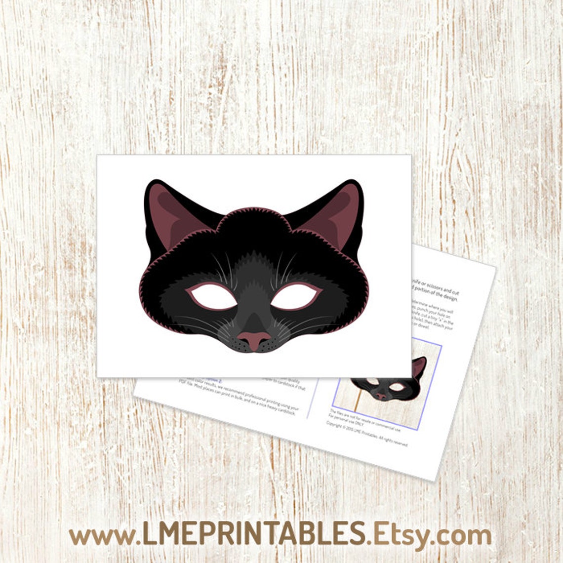 Black Cat Mask Printable Halloween Party Costume Pet Animal - Etsy