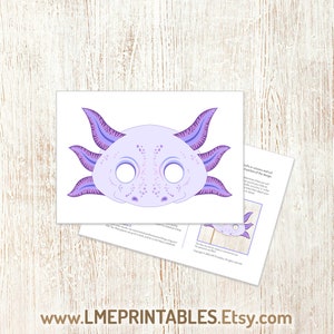 Lavender Axolotl Mask Printable Halloween PDF Paper Costume Template ...