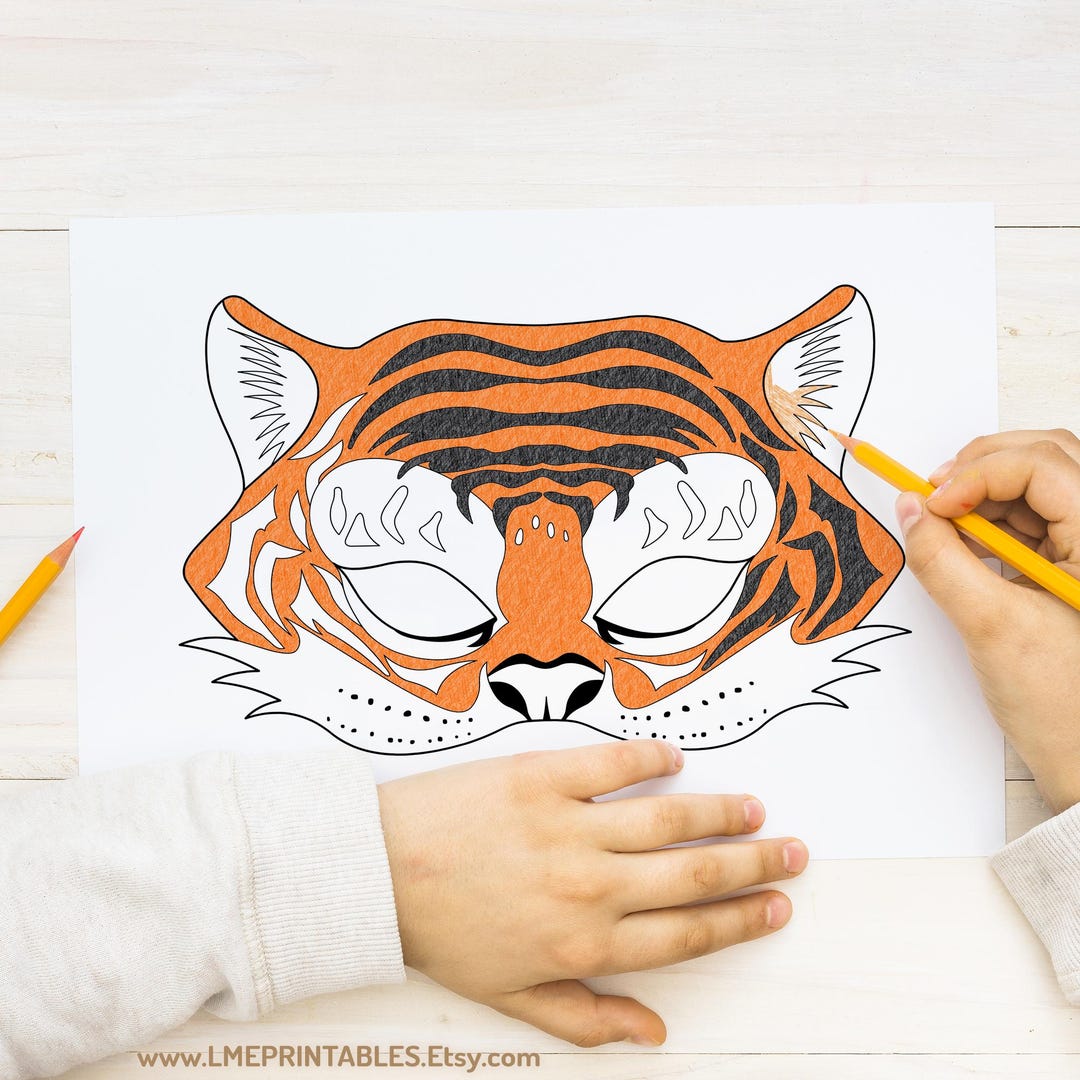 Tiger Coloring Mask Printable Animal Halloween Costume Zodiac Carnival ...
