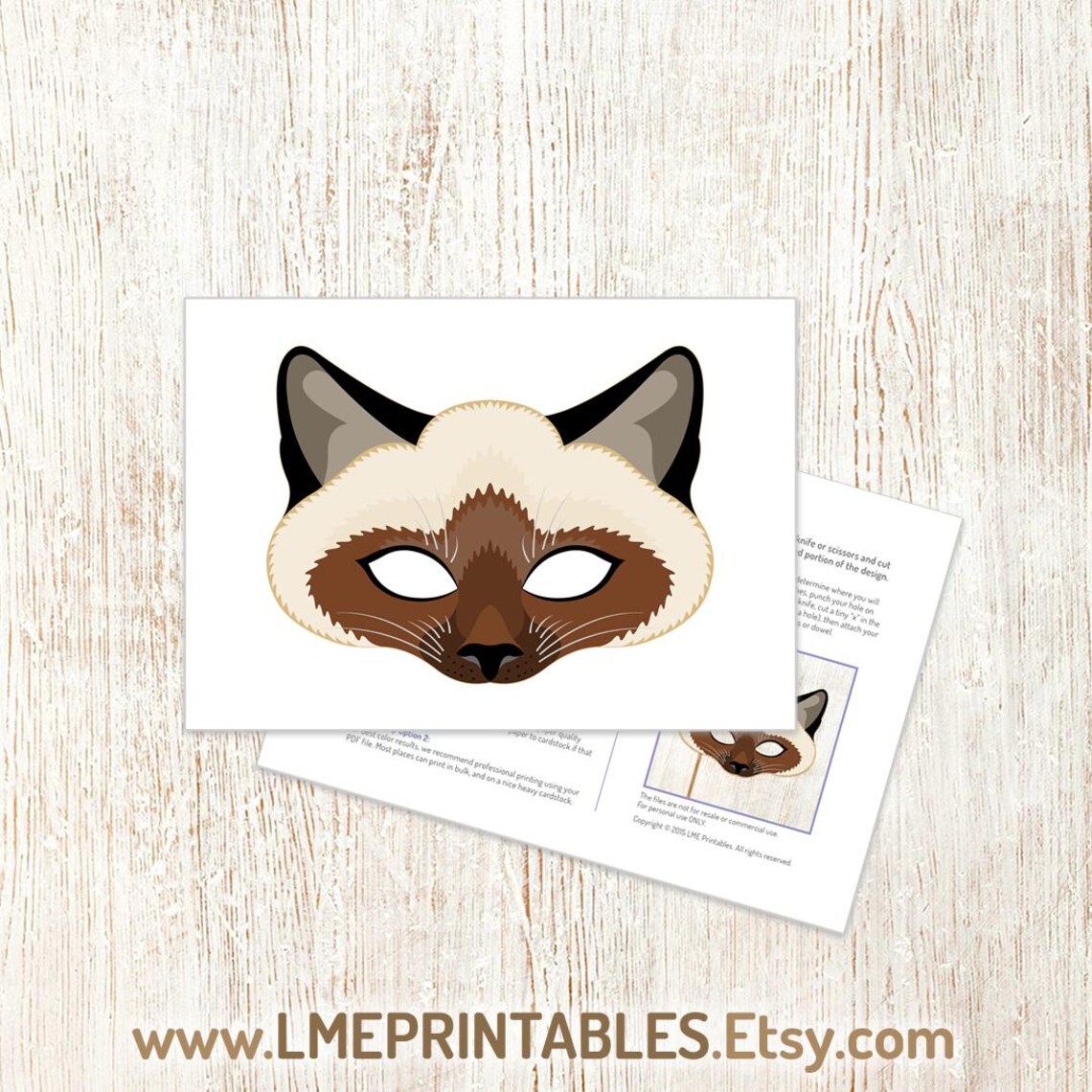 Siamese Cat Mask Printable Costume Animal Halloween Party Favor ...