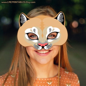 Puma Mask Printable Halloween Mountain Lion Animal Costume Cougar Kid ...