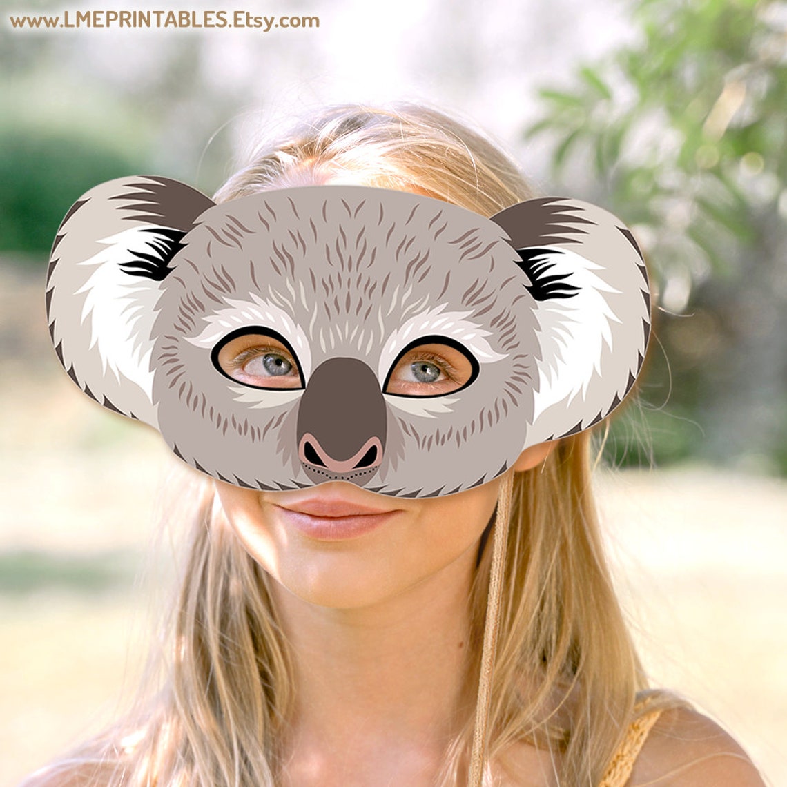 Koala Printable Mask Halloween Costume Kids Adults Gray Bear - Etsy