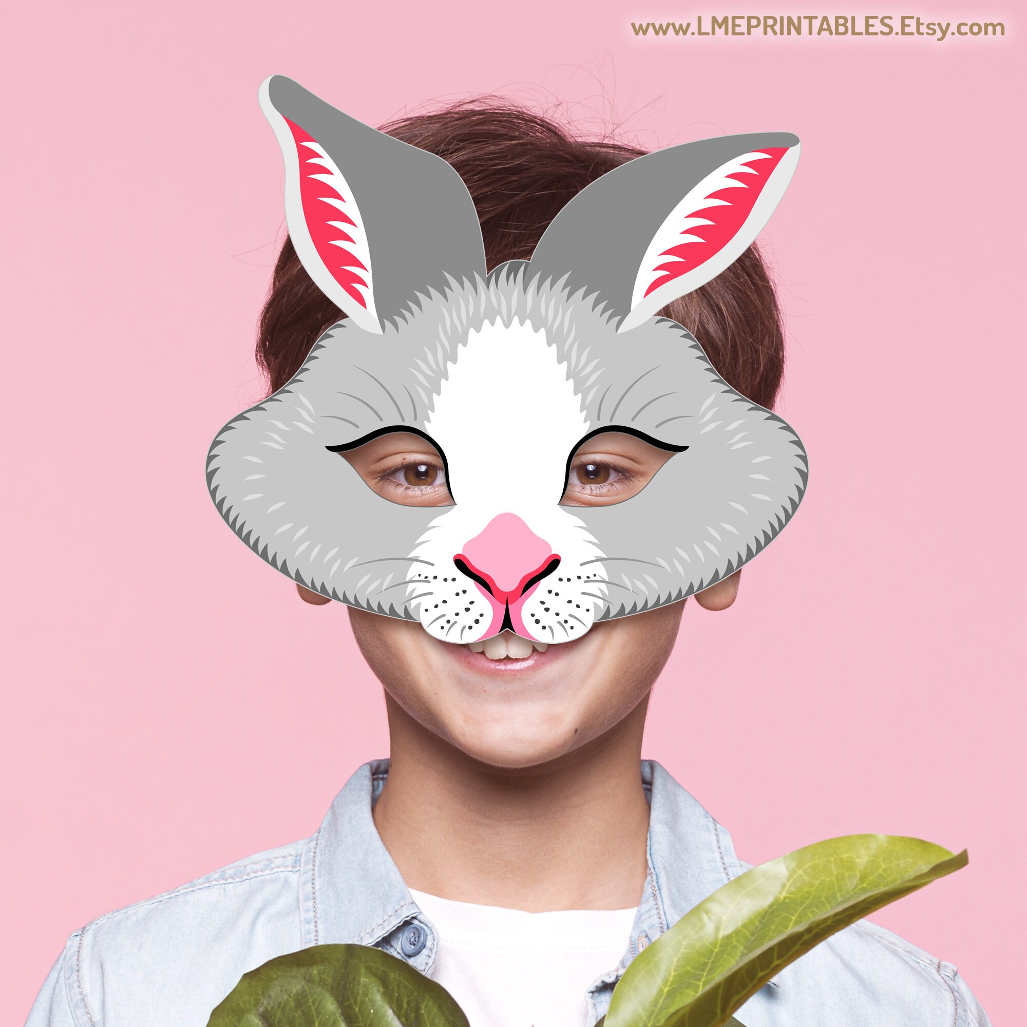 Gray Rabbit Printable Mask Bunny Netherland Easter Halloween Paper ...