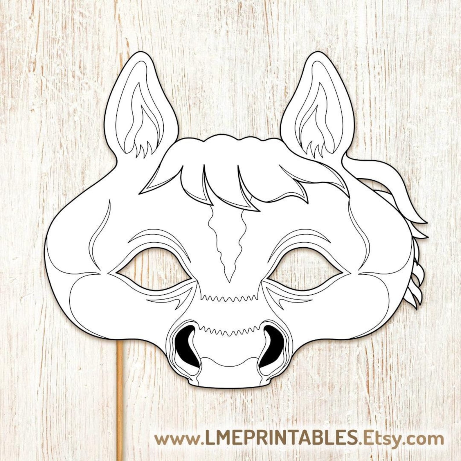 Horse Coloring Mask Printable Costume Carnival Colouring Pony Animal ...