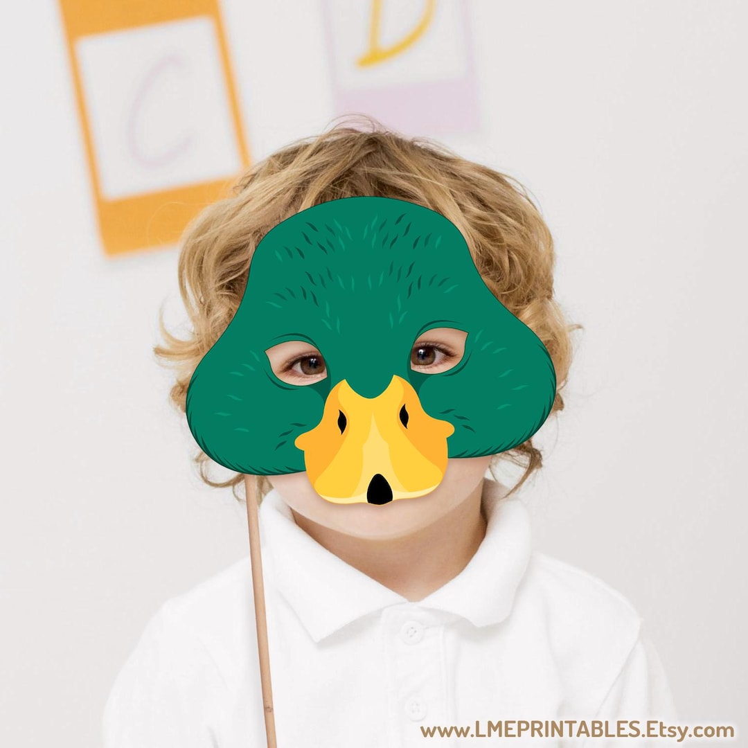 Duck Mask Printable Mallard Duck Green Halloween Costume Carnival ...