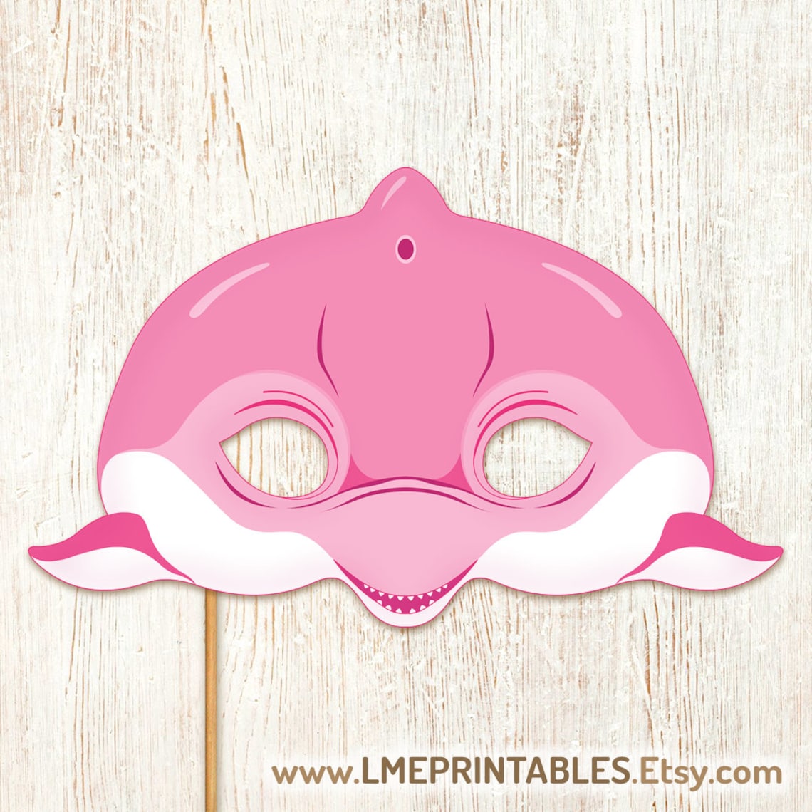 Pink Dolphin Printable Mask Halloween Costume Pool Party Sea - Etsy