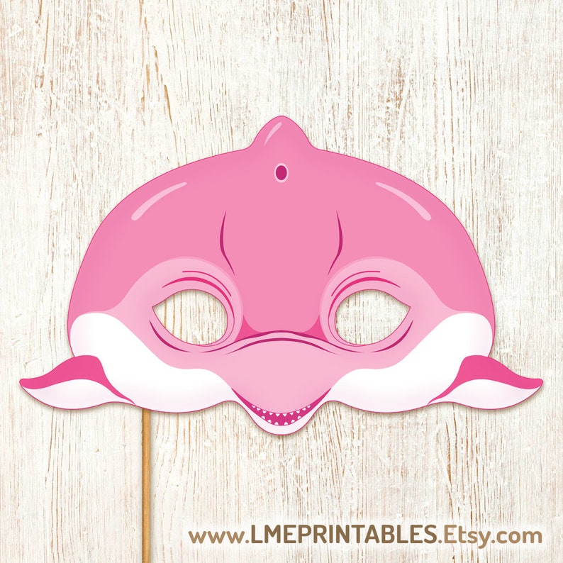 Pink Dolphin Printable Mask Halloween Costume Pool Party Sea Ocean ...