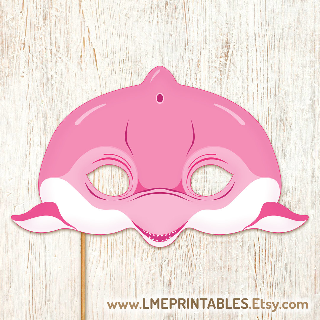 Pink Dolphin Printable Mask Halloween Costume Pool Party Sea Ocean ...