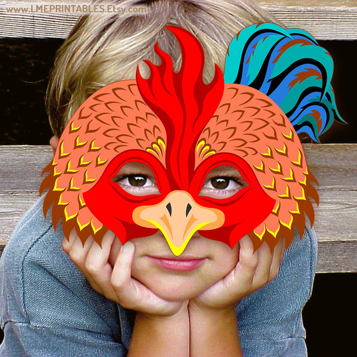 Rooster Mask Printable Halloween Costume Chicken Farm Animal - Etsy