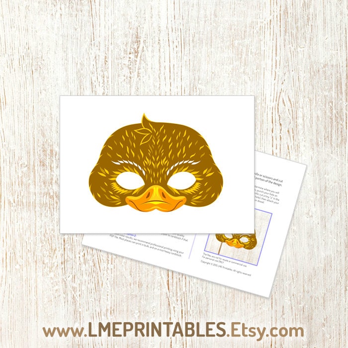 Duck Mask Printable Halloween Costume Bird Party Easter Duckling Animal ...