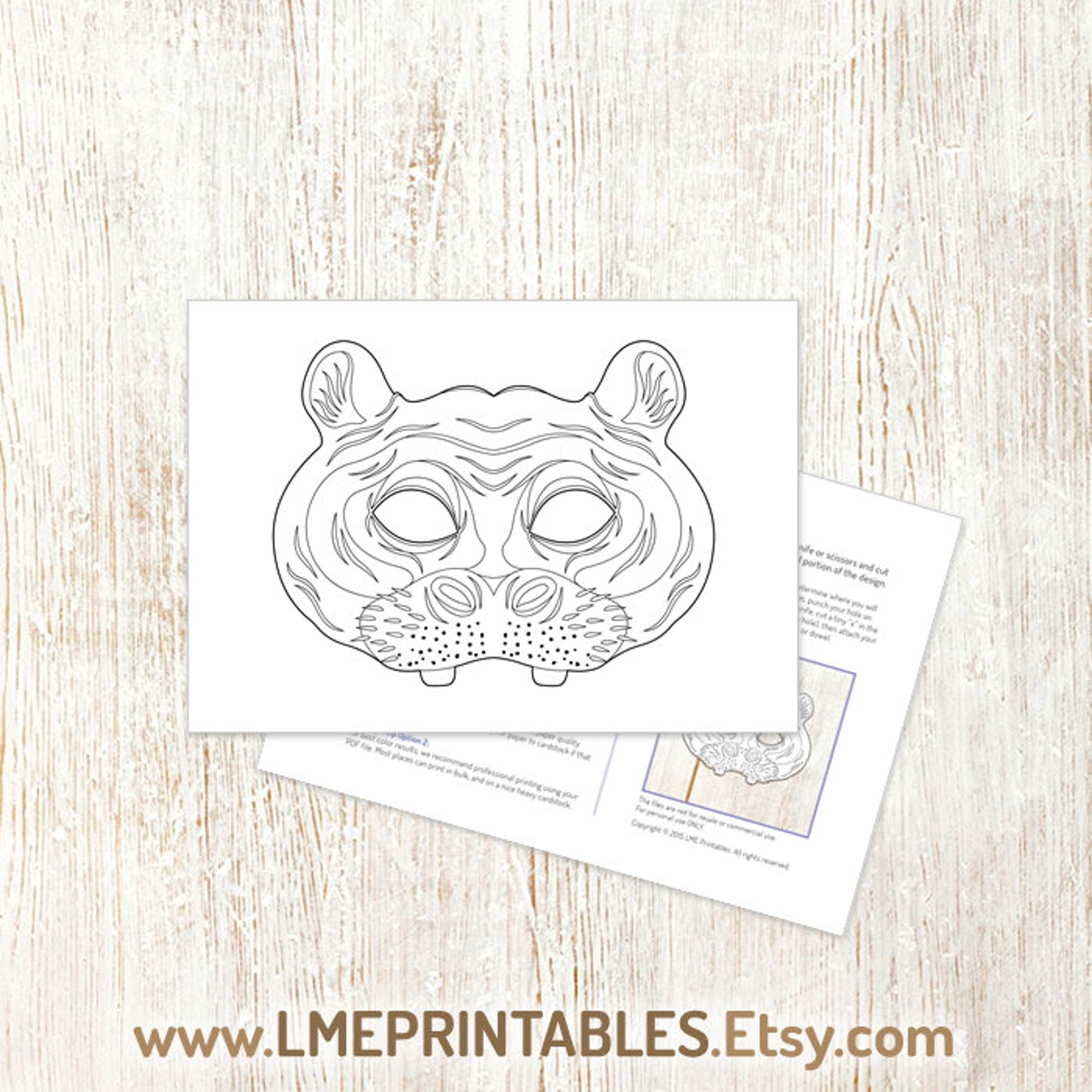 Hippo Coloring Mask Printable Halloween Costume DIY Safari Jungle Wild ...