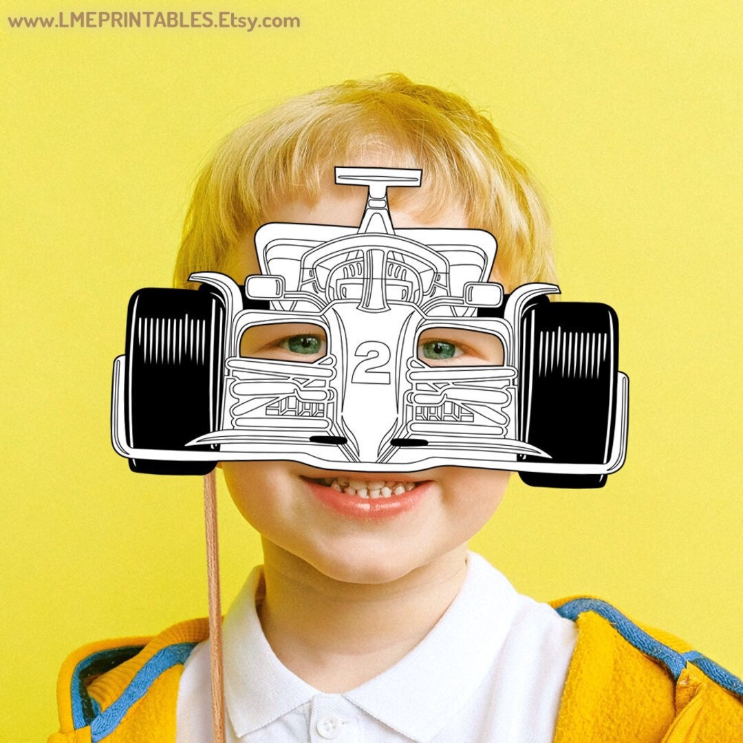 Race Car Mask Coloring Printable Formula 1 Costume F1 Birthday DIY ...