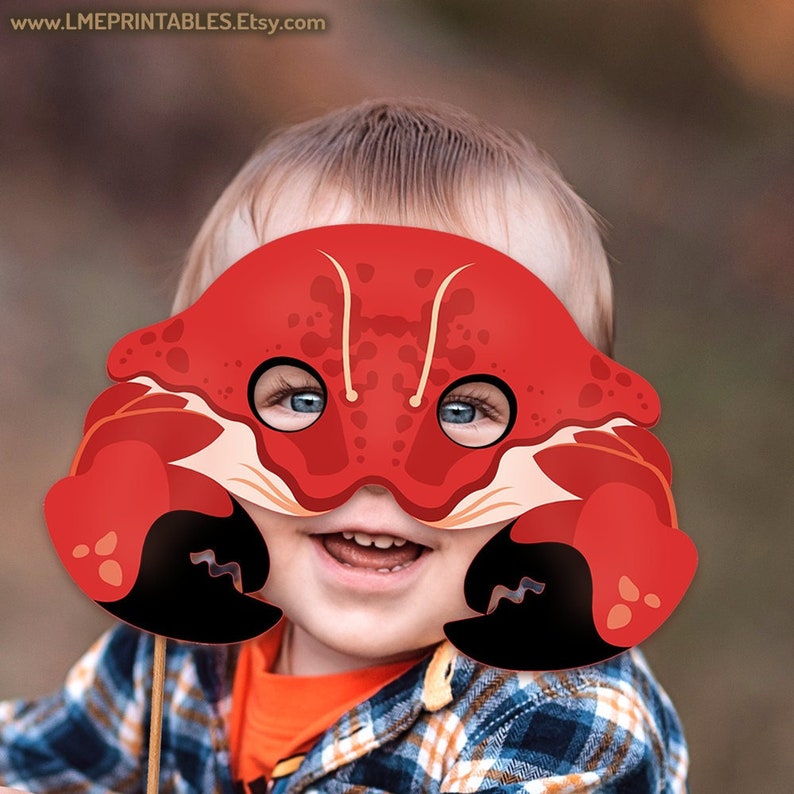 Crab Printable Mask Halloween Costume Animal Paper Masks - Etsy