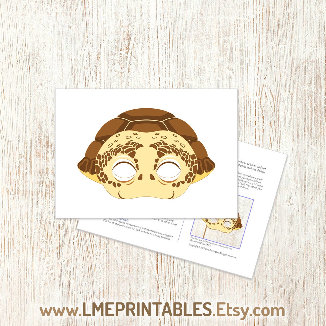 Turtle Printable Mask Sea Tortoise Costume Aquatic Animal Halloween ...