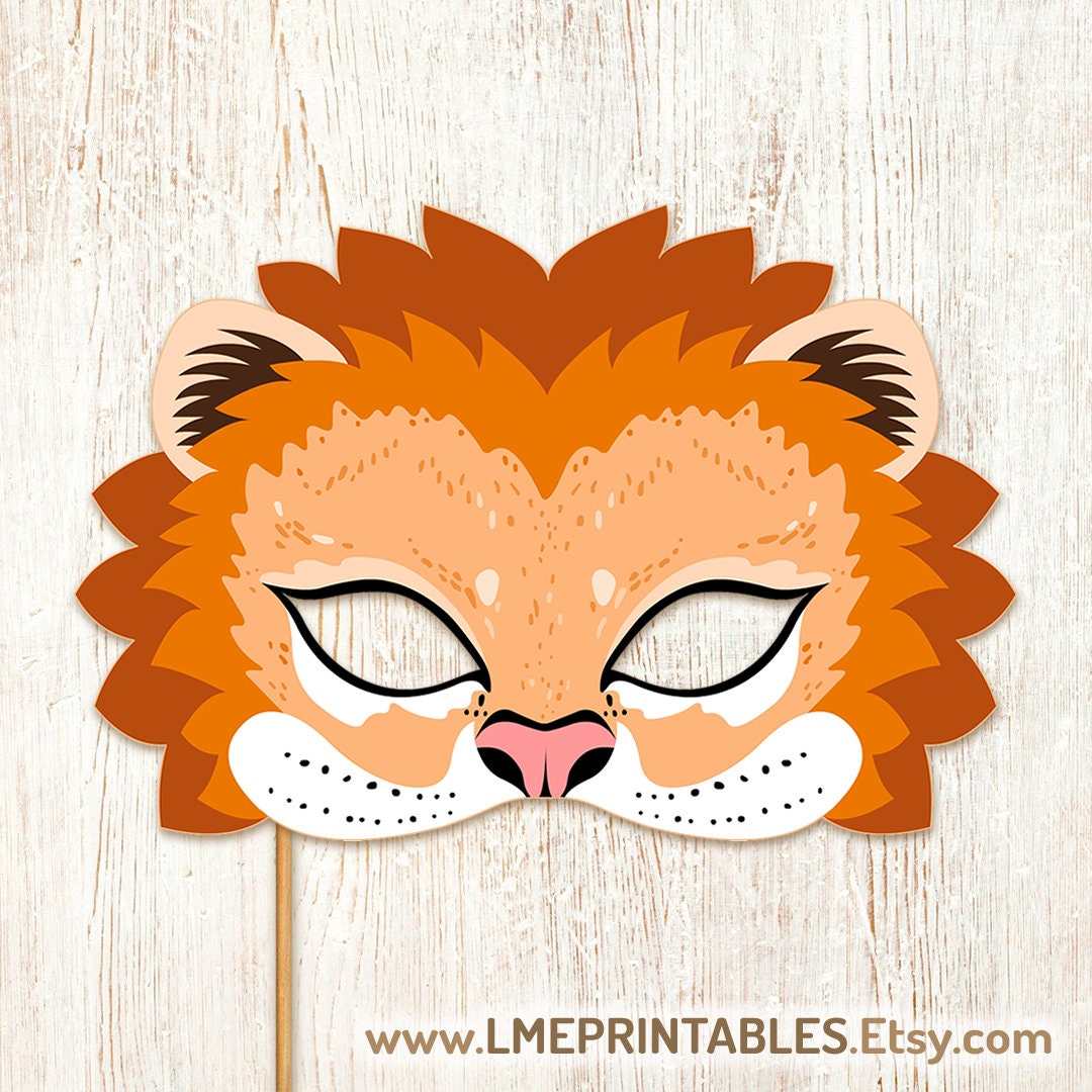 Lion Mask Printable Animal Costume Safari Party Favor Adult Kid Lion ...