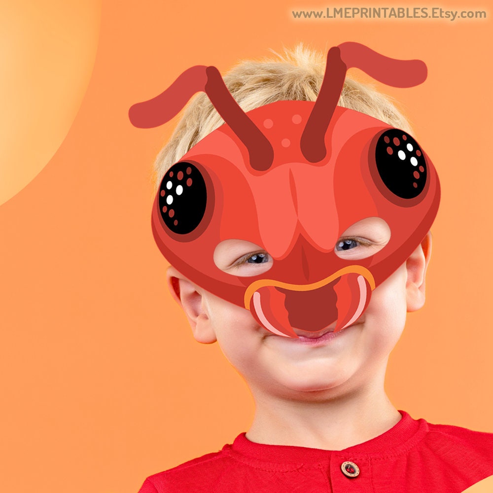 Ant Mask Printable Costume Red Insect Bug Crafts Halloween Activity ...