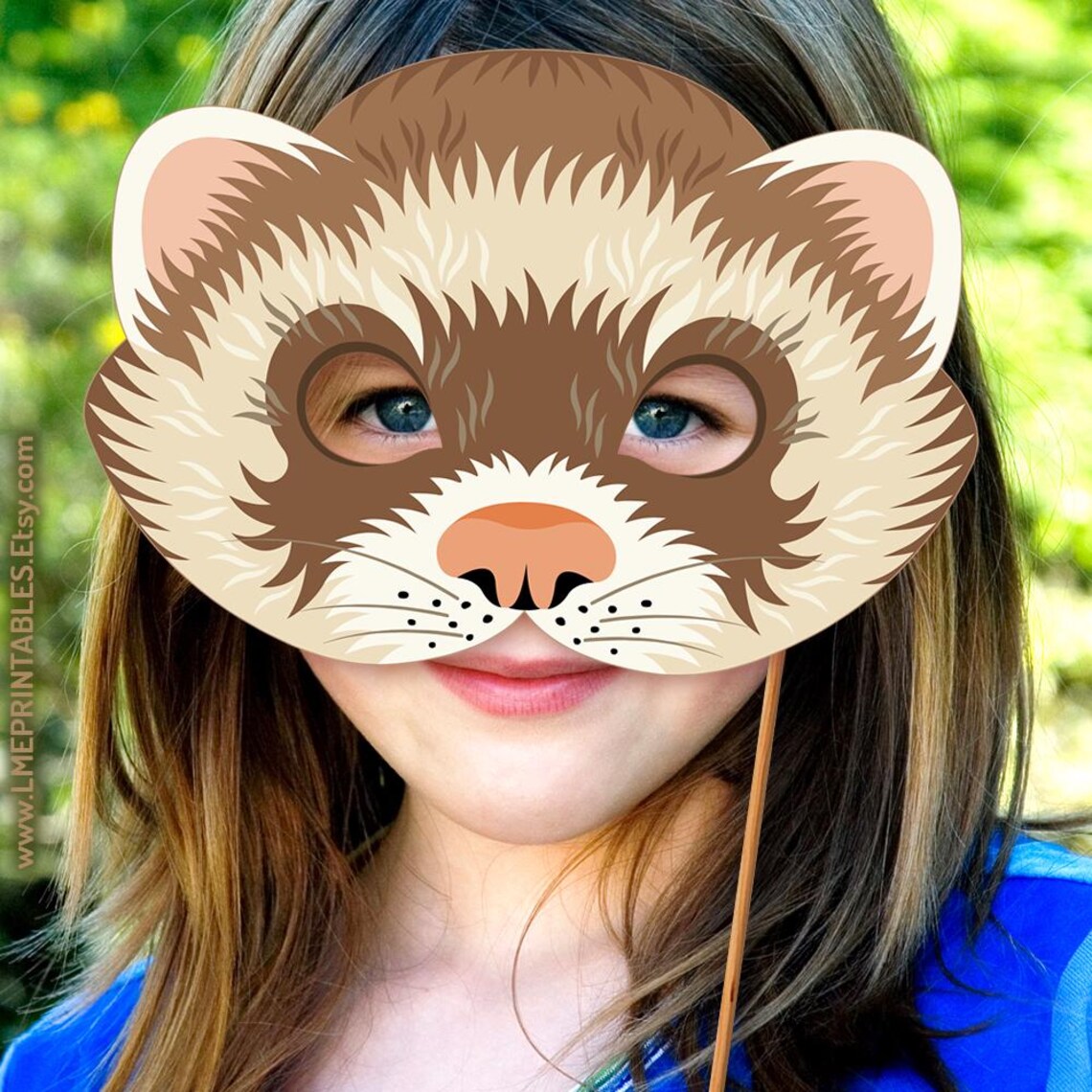 Ferret Mask Printable Weasel Halloween Costume Woodland Animal Party ...