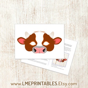Mask Cow Printable Costume Animal Farm Barnyard Party Birthday Brown ...