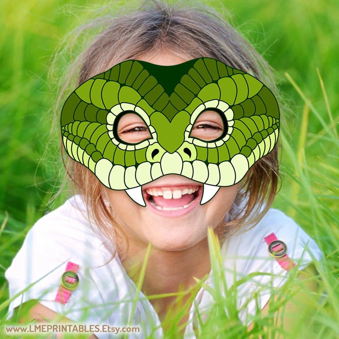 Green Snake Printable Mask Reptile Costume Lizard Animal Craft ...