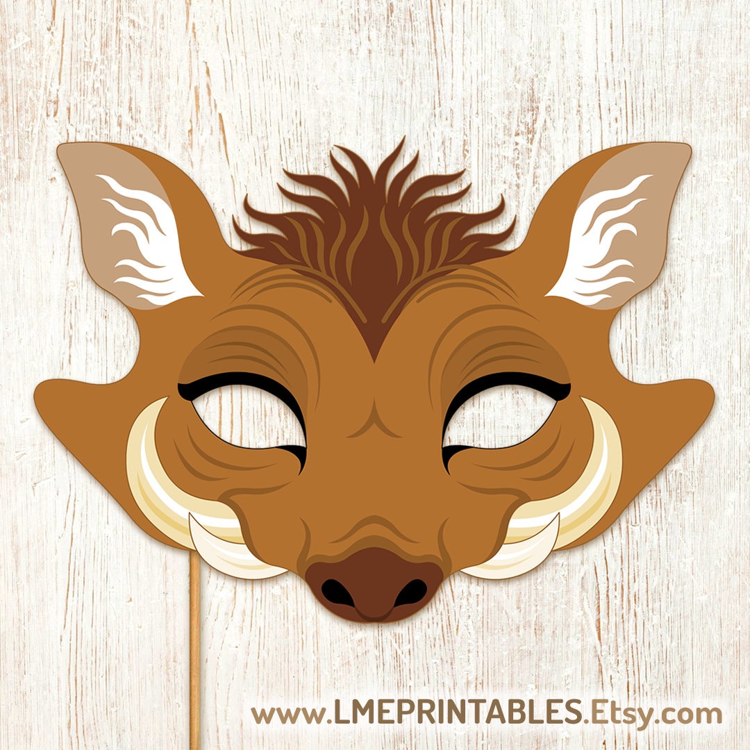 Warthog Mask Printable Costume Safari African Animal Wild Boar ...