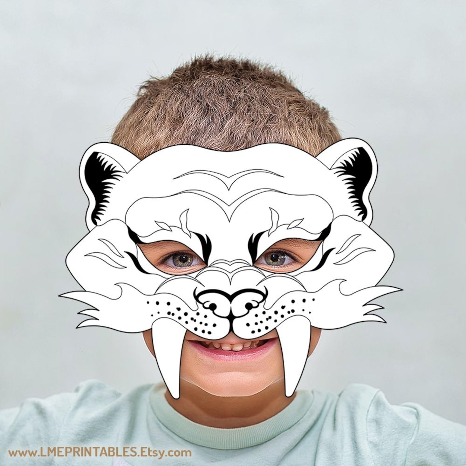 Smilodon Coloring Mask Printable Animal Costume Sabertooth Tiger ...