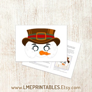 Snowman Mask Printable Halloween Costume Winter Party Snow Man ...