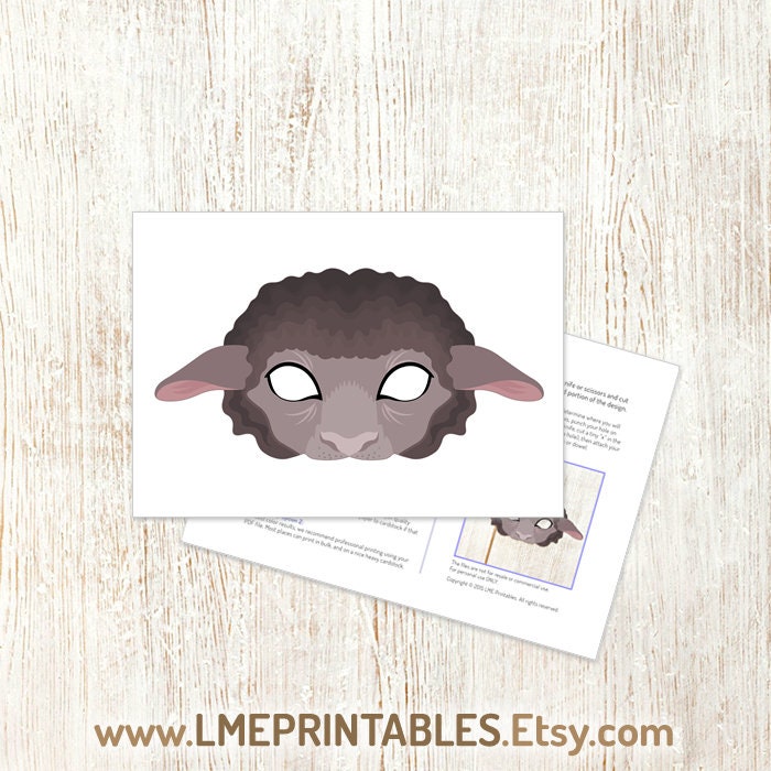 Sheep Mask Printable Grey Costume Halloween Paper Farm Animal Nana ...