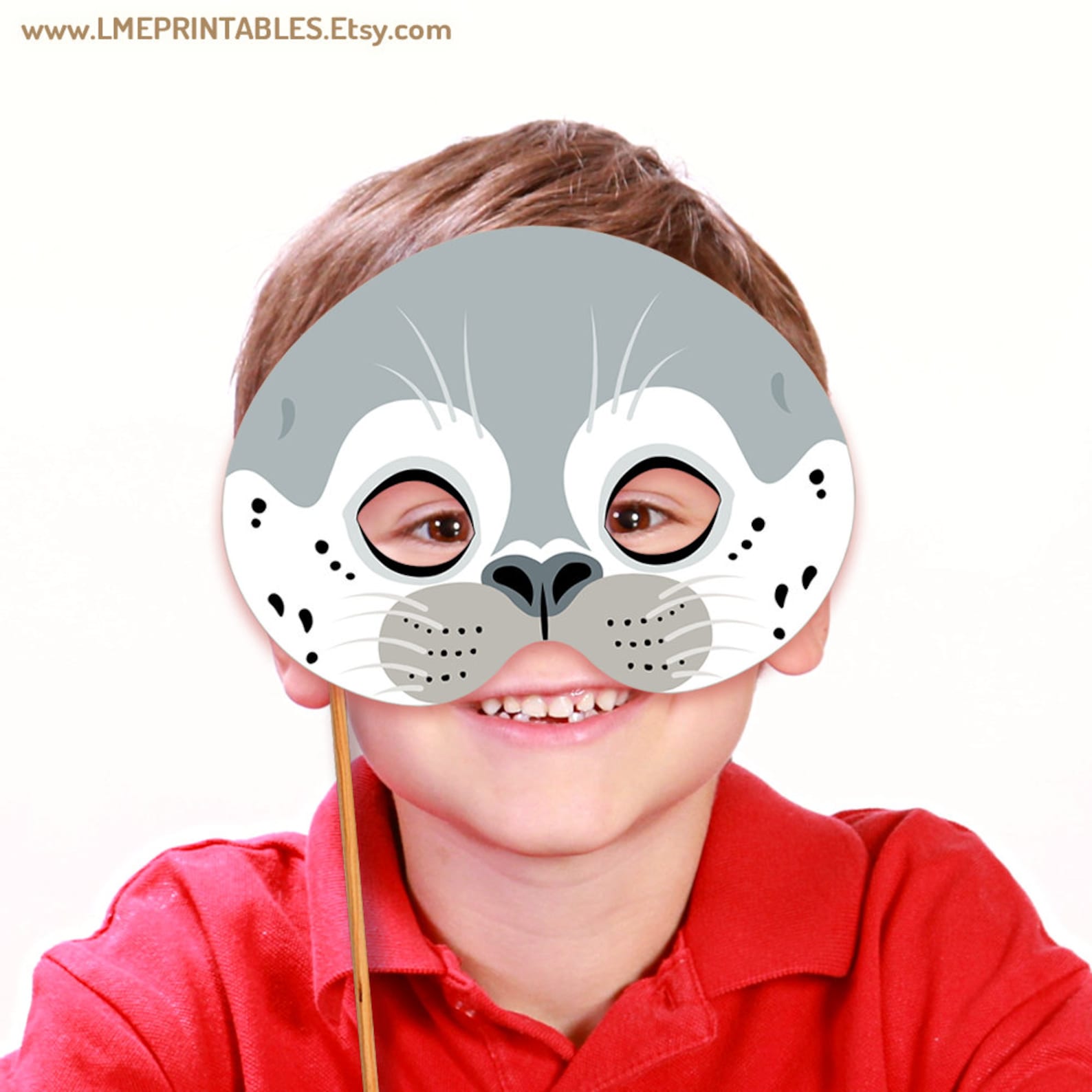 Seal Mask Printable Harbor Seal Gray Harp Costume Kid Adult Pool Party ...