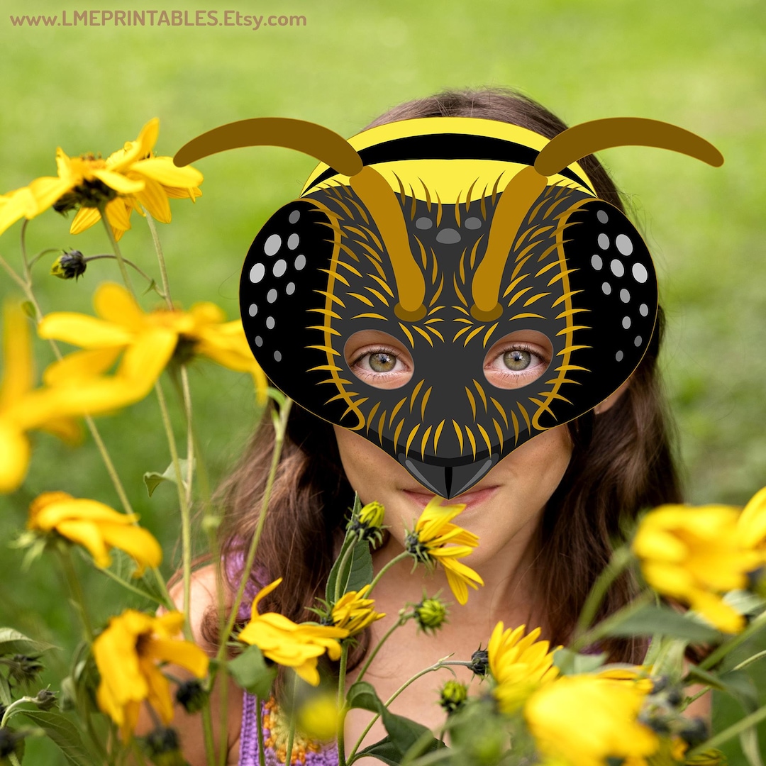 Bee Mask Printable Bumblebee Costume Insect Animal Bug Activity School ...
