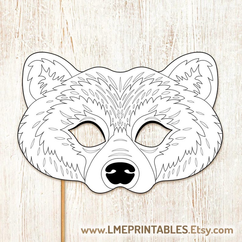 Bear Coloring Mask Printable Costume American Woodland Animal Carnival ...