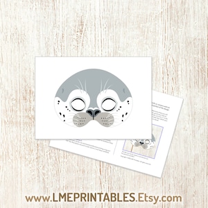 Seal Mask Printable Harbor Seal Gray Harp Costume Kid Adult Pool Party ...