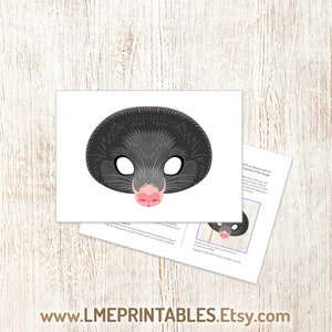 Mole Mask Printable Costume Animal Halloween Mask Moldwarp Talpa ...