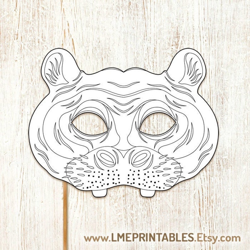 Hippo Coloring Mask Printable Halloween Costume DIY Safari - Etsy