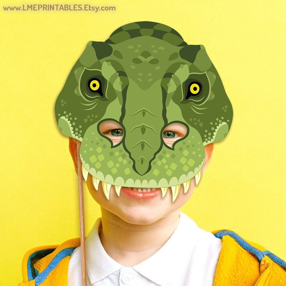 T-rex Mask Printable Dinosaur Dragon Costume Prehistoric Animal Green ...