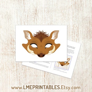 Warthog Mask Printable Costume Safari Africa Animal Wild Boar Carnival ...