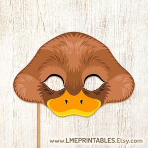 Duck Mask Printable Halloween Costume Mallard Duck Brown Bird Party ...