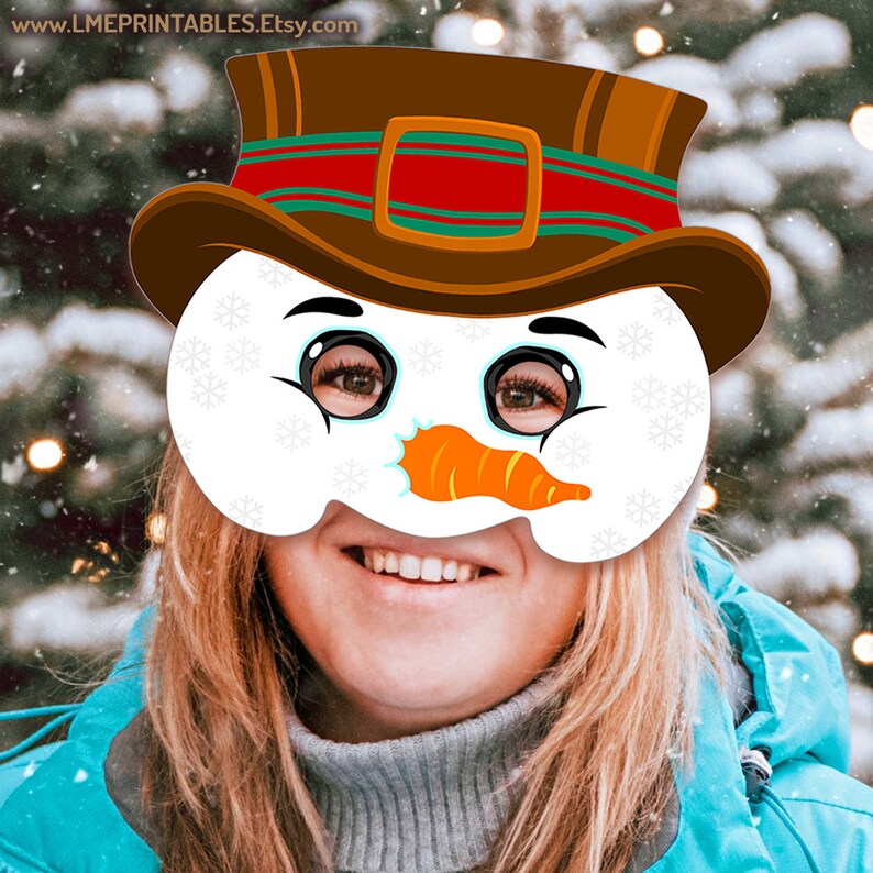 Snowman Mask Printable Halloween Costume Winter Party Snow Man ...